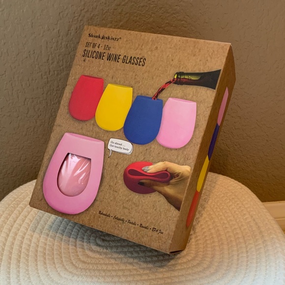 Dining | Silicone Pink Wine Glasses By Shark Skinzz | Poshmark